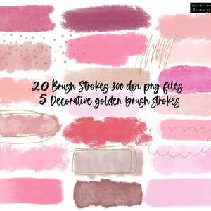Watercolor Brush Strokes Clipart, Paint Brush Strokes Png Clipart, Pink ...
