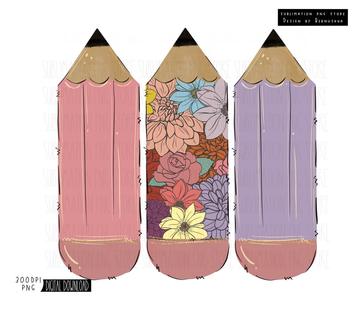 Pencil Trio Png Sublimation Design Download Pencils Png Back - Etsy