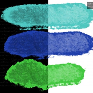 Blue and Green Watercolor Brush Strokes Clipart, Paint Brush Strokes ...