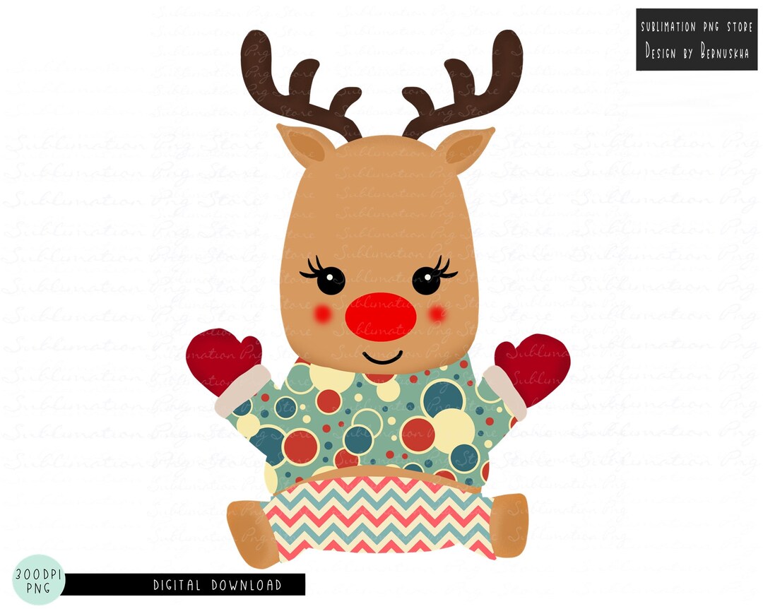 Christmas Reindeer Png Sublimation Design Digital Download - Etsy