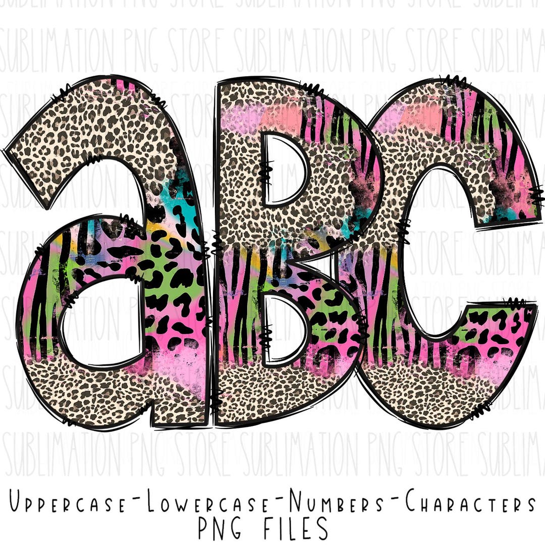 Leopard Alphabet Png Clipart Doodle Letters Alpha Sublimation Design ...