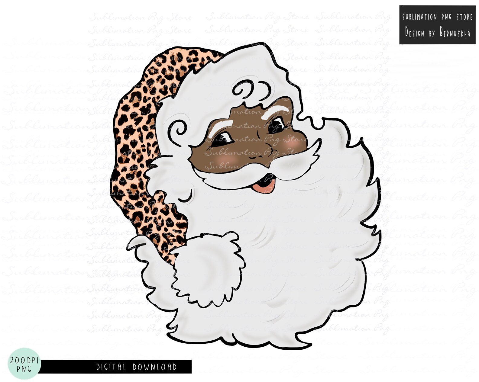 Santa Png Sublimation Design Leopard Santa Png Cheetah Santa - Etsy