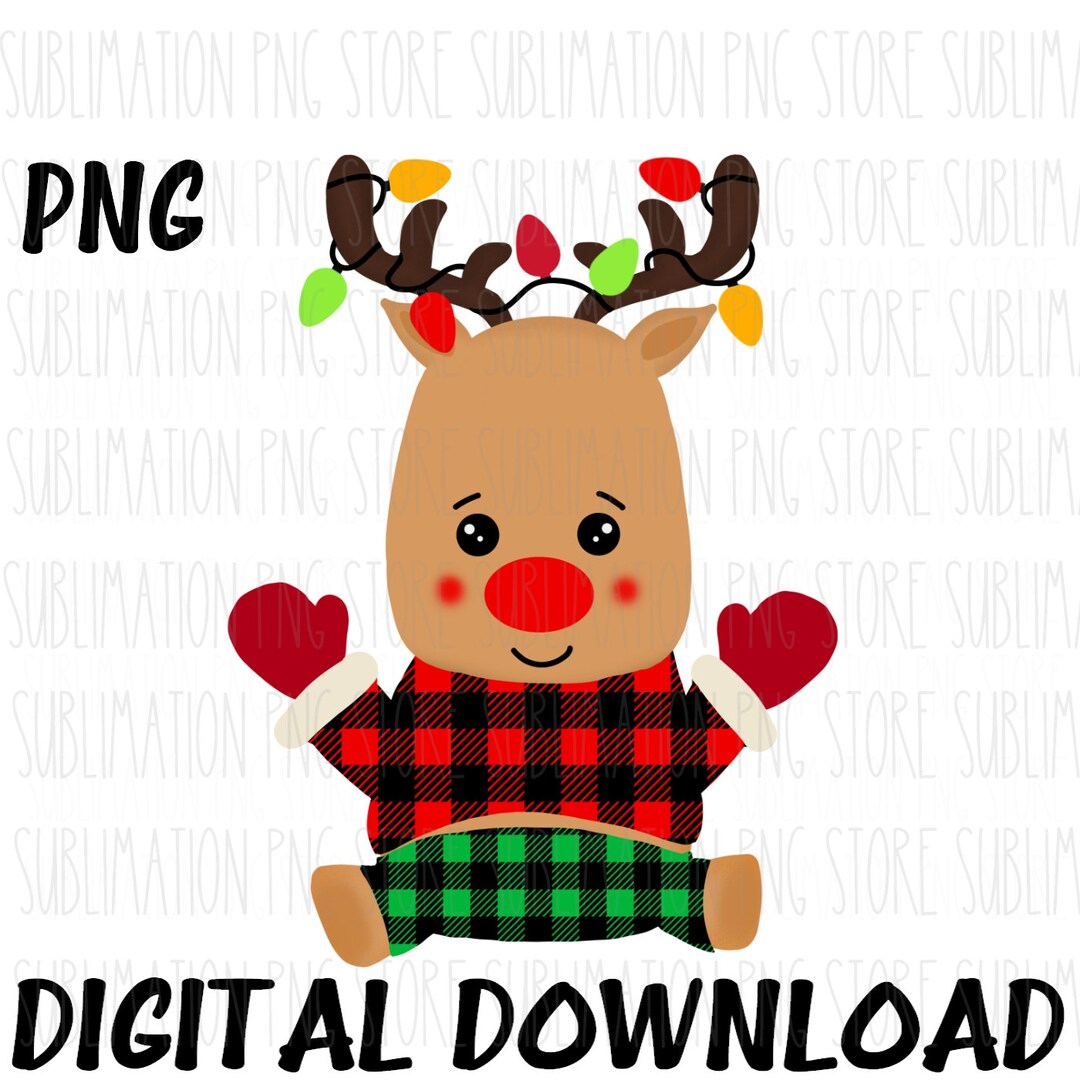 Reindeer Christmas Lights Png Sublimation Design Christmas Reindeer Png ...