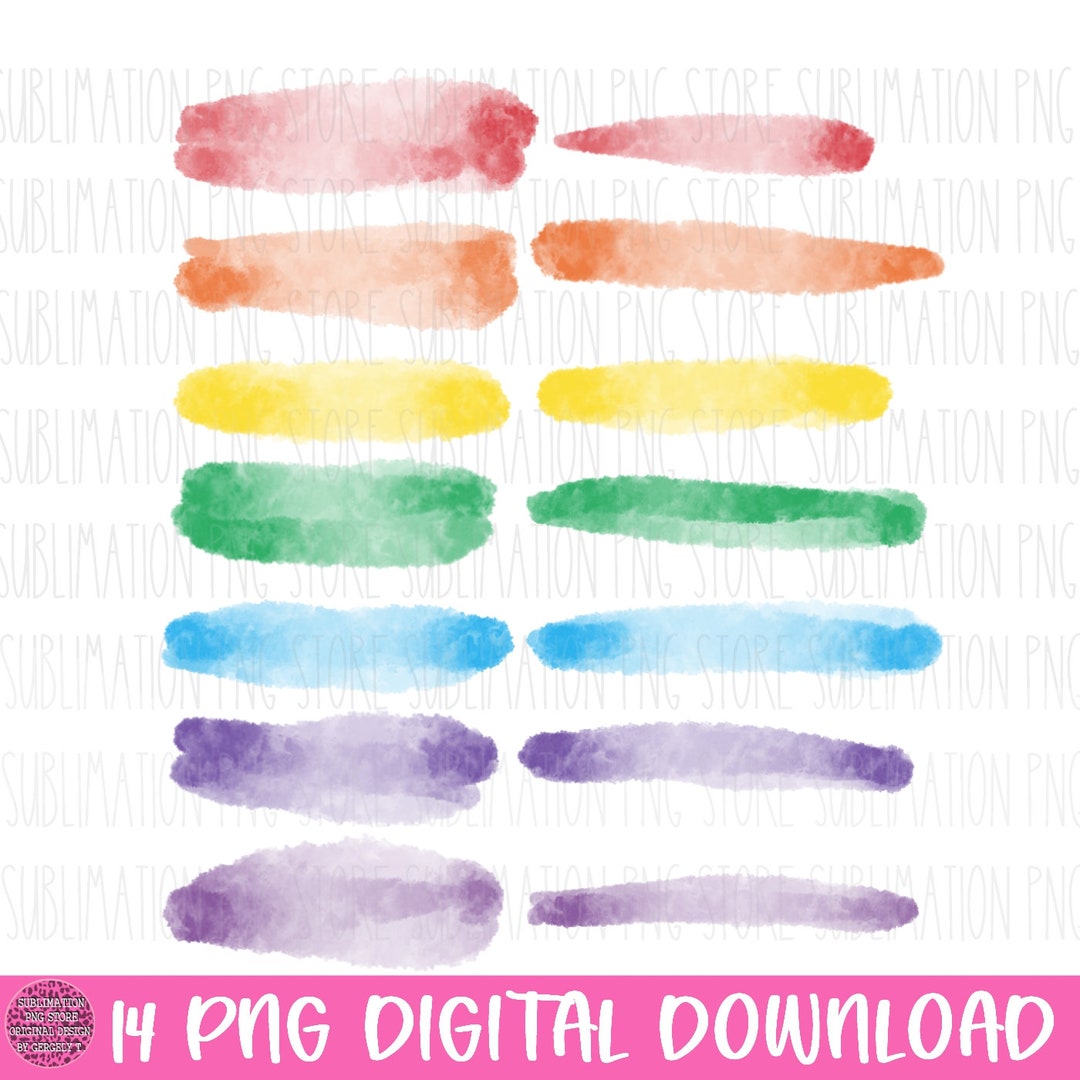 Watercolor Brush Stroke Clipart Paint Strokes Png Digital Download - Etsy