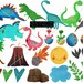 Dinosaur Clipart Set Png, Dinosaur Bundle, Cute Dinos Clipart, Dino ...