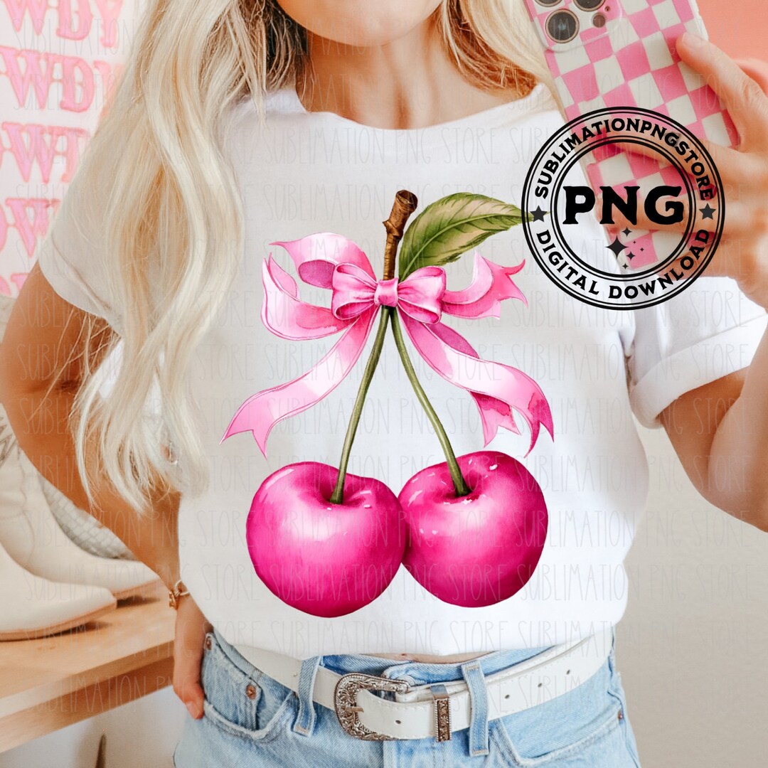 Cherry With Bow Png Sublimation Design Digital Download - Etsy