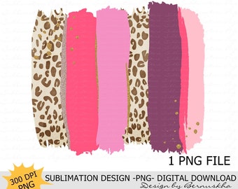 Pink Mint Leopard Brush Strokes Background Sublimation Design - Etsy