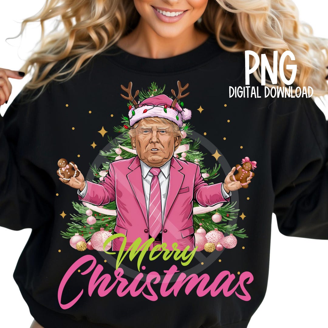 Trump Merry Christmas Png Pink Trump Christmas Tree Png Sublimation ...