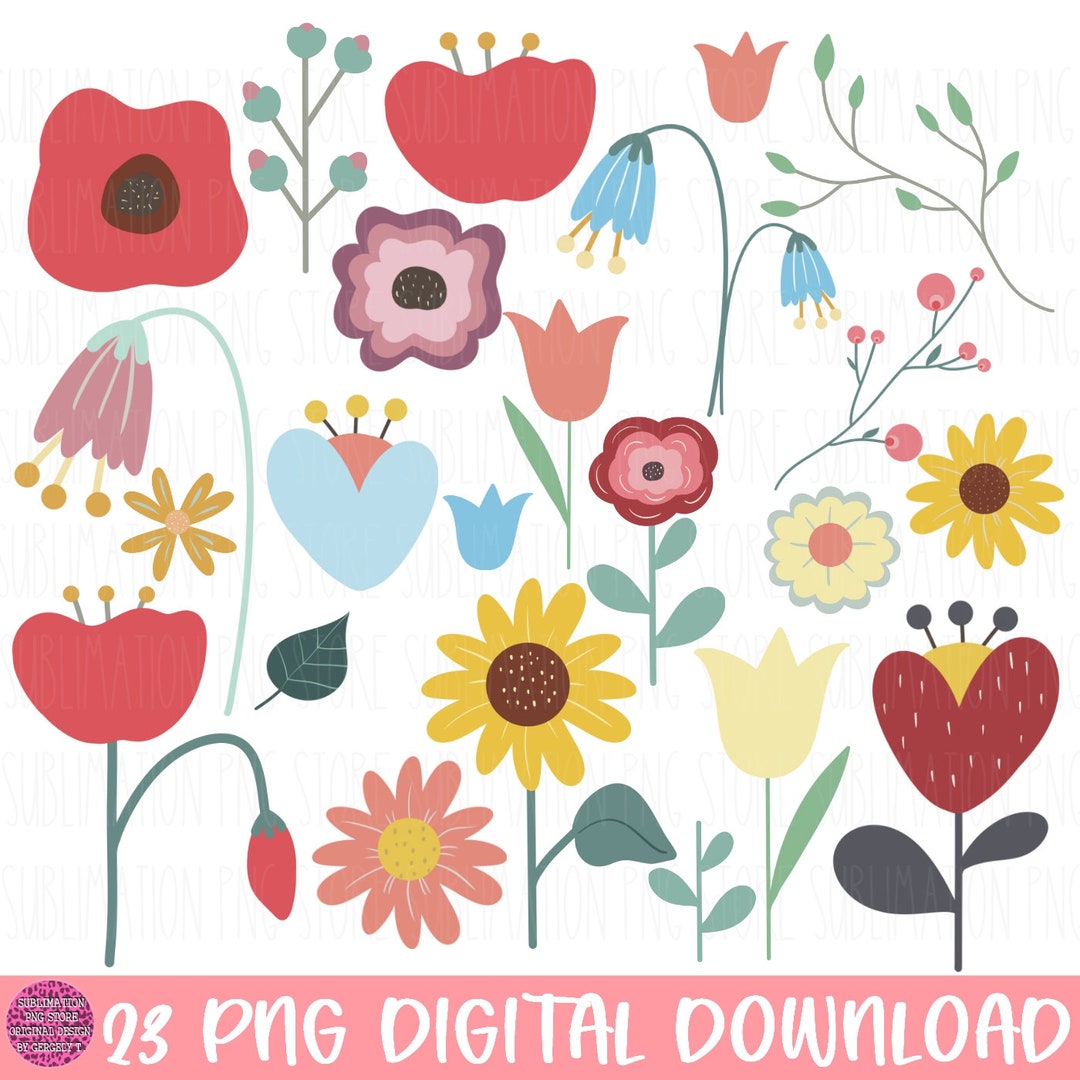 Cute Flower Clipart Simple Flower Png Digital Download - Etsy