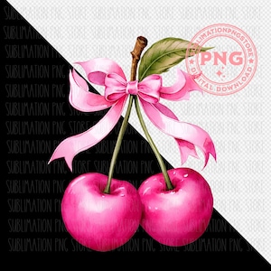 Cherry With Bow Png Sublimation Design Digital Download - Etsy
