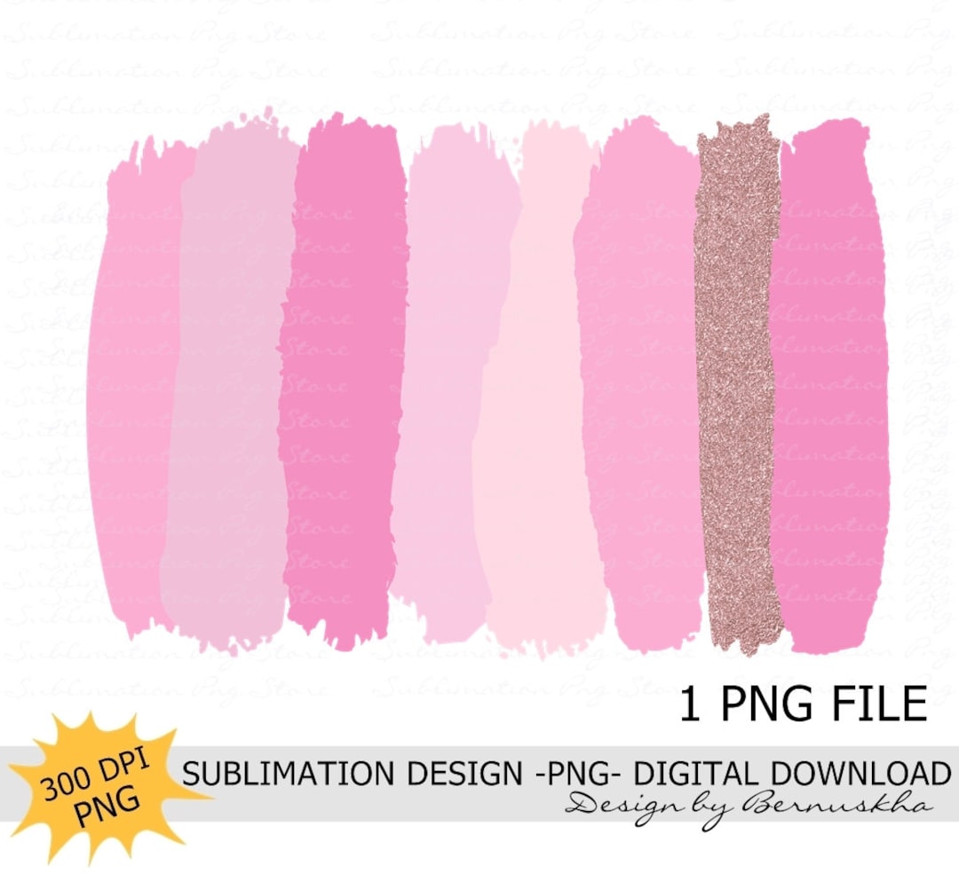 Pink Brush Strokes Background Sublimation Design, Gold Stroke ...