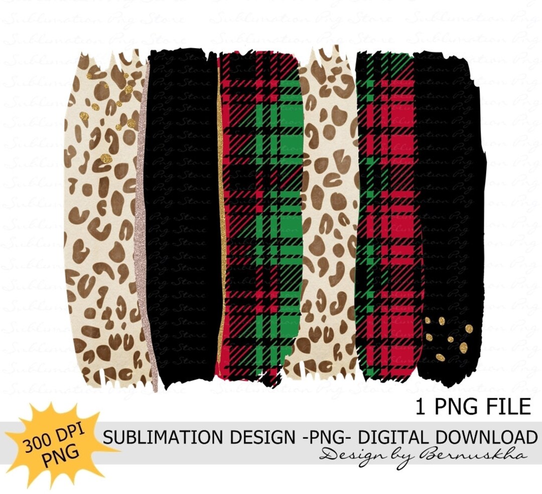 Buffalo Plaid Leopard Brush Strokes Background Sublimation - Etsy