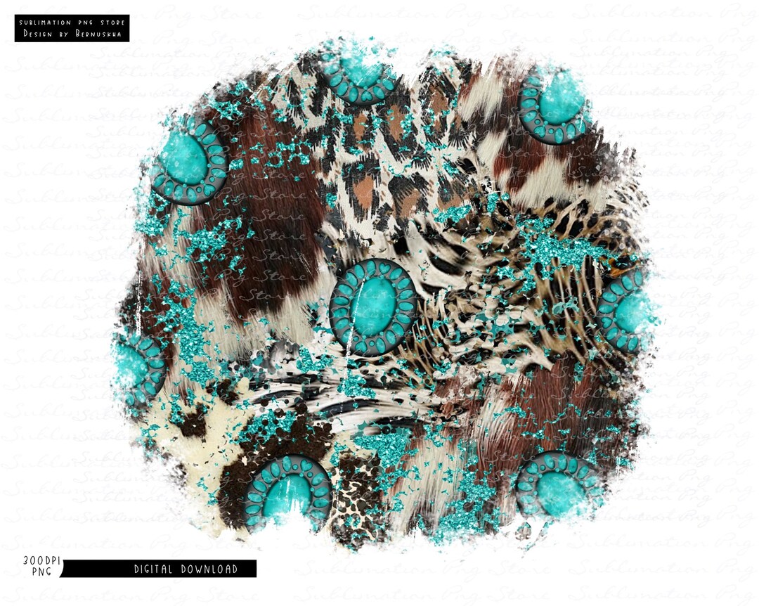 Distressed Cowhide Gemstone Background Png, Turquoise Cowhide Leopard ...