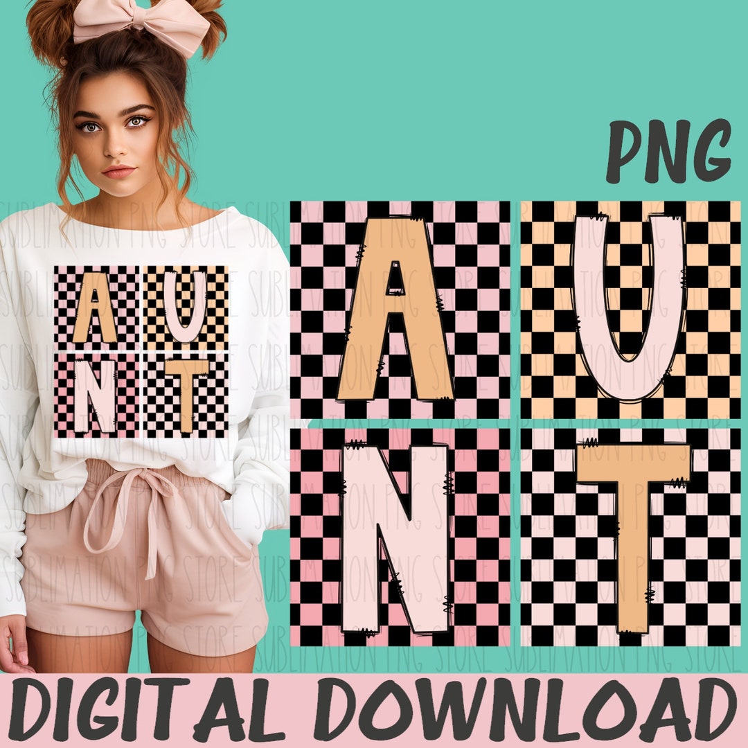 Retro Aunt Png Sublimation Design Checkered Aunt Digital Download - Etsy