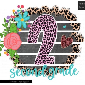 Second Grade Leopard Back to School Png Sublimation Design Download ...