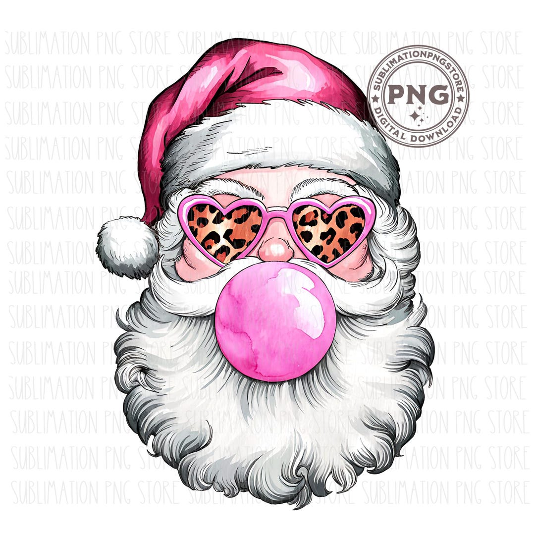 Watercolor Santa Bubble Gum Png Santa Blowing Bubble Sublimation Design ...
