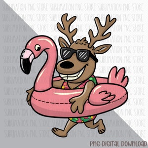 Christmas Reindeer Png Beach Vacation Christmas in July Png Sublimation ...