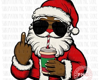 Santa Middle Finger Png Funny Red Santa Christmas Sublimation Design ...