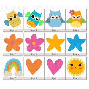 Cute Owl Clipart Owl Sun Heart Flowers Rainbow Png Digital Download - Etsy