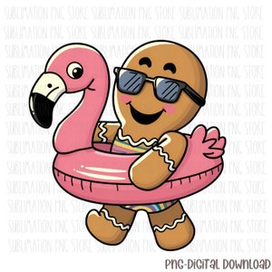 Gingerbread Man Png Beach Vacation Christmas in July Png Sublimation ...