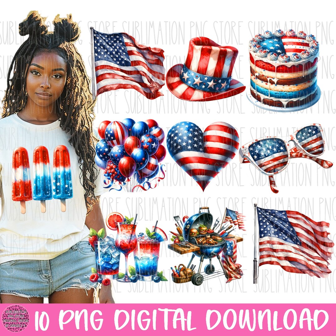 Watercolor 4th of July Clipart Independence Day Fourth of July Png ...