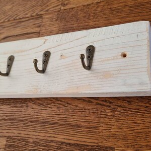 White Wash Key Hooks, Black White Washed Key Storage, Rustic White Key ...