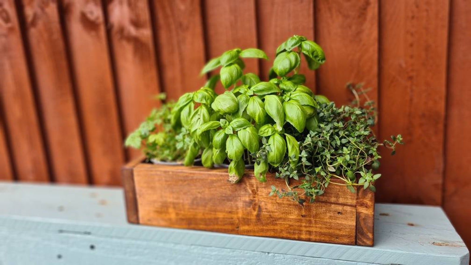 Rustic Wooden Herb Box, Window Sill Planter, Reclaimed, Indoor Herb ...