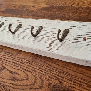 White Wash Key Hooks, Black White Washed Key Storage, Rustic White Key ...