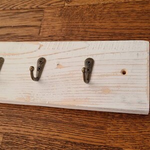 White Wash Key Hooks, Black White Washed Key Storage, Rustic White Key ...