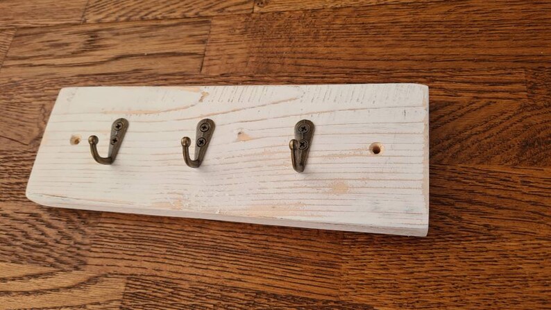 White Wash Key Hooks Black White Washed Key Storage Rustic - Etsy UK