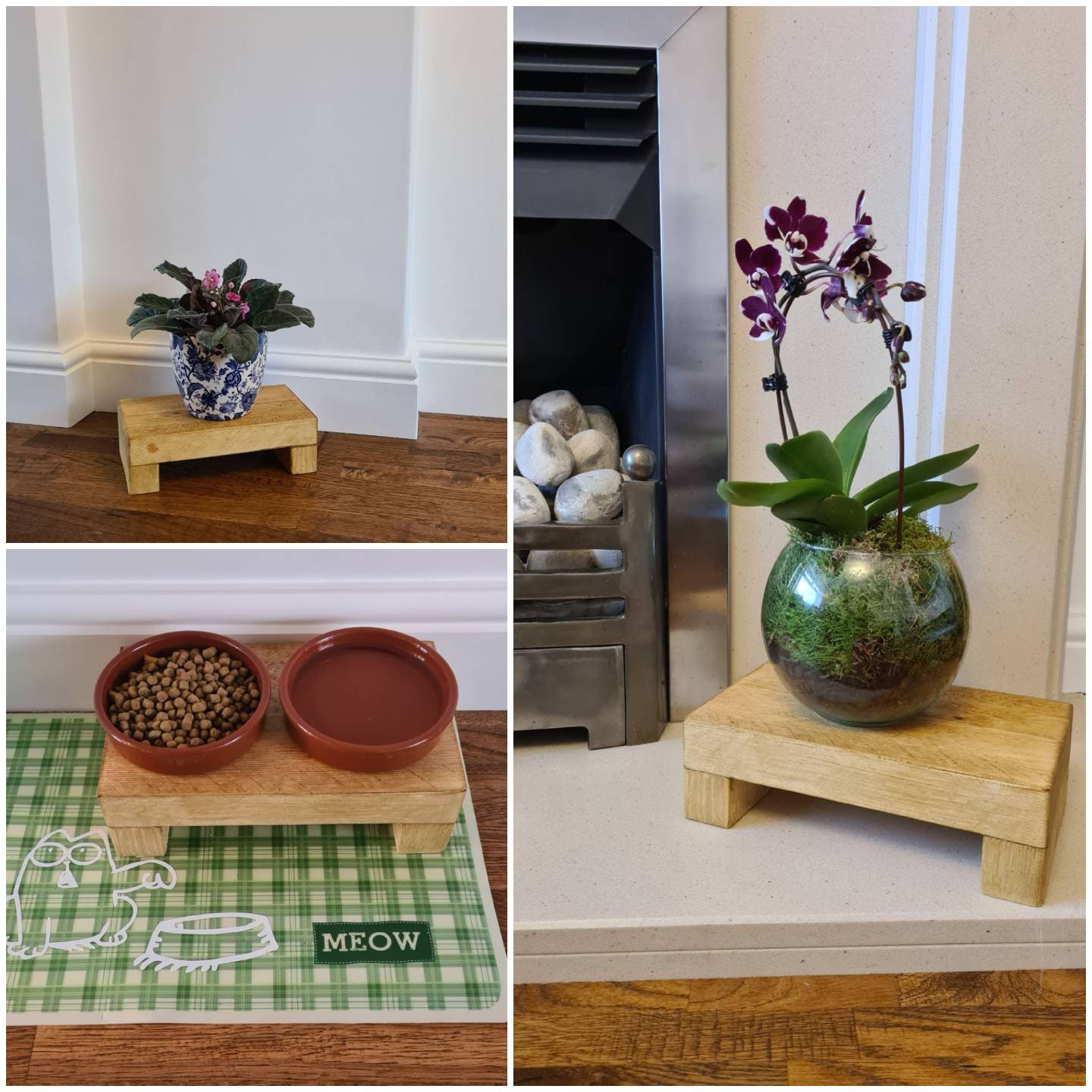 Rustic Wooden Low Plant Stand ,handmade Flower Floor Stand, Condiments ...
