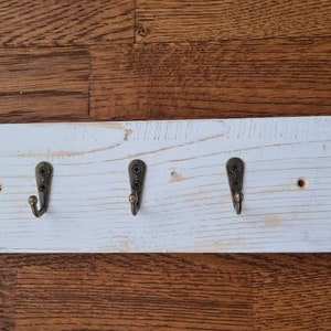 White Wash Key Hooks, Black White Washed Key Storage, Rustic White Key ...