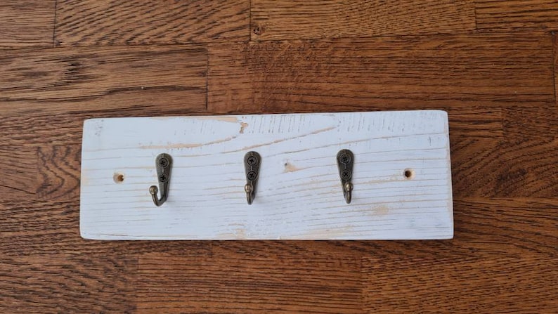 White Wash Key Hooks Black White Washed Key Storage Rustic - Etsy UK