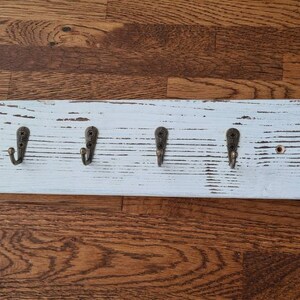 White Wash Key Hooks, Black White Washed Key Storage, Rustic White Key ...