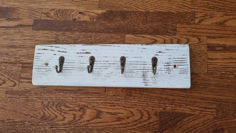 White Wash Key Hooks Black White Washed Key Storage Rustic - Etsy UK