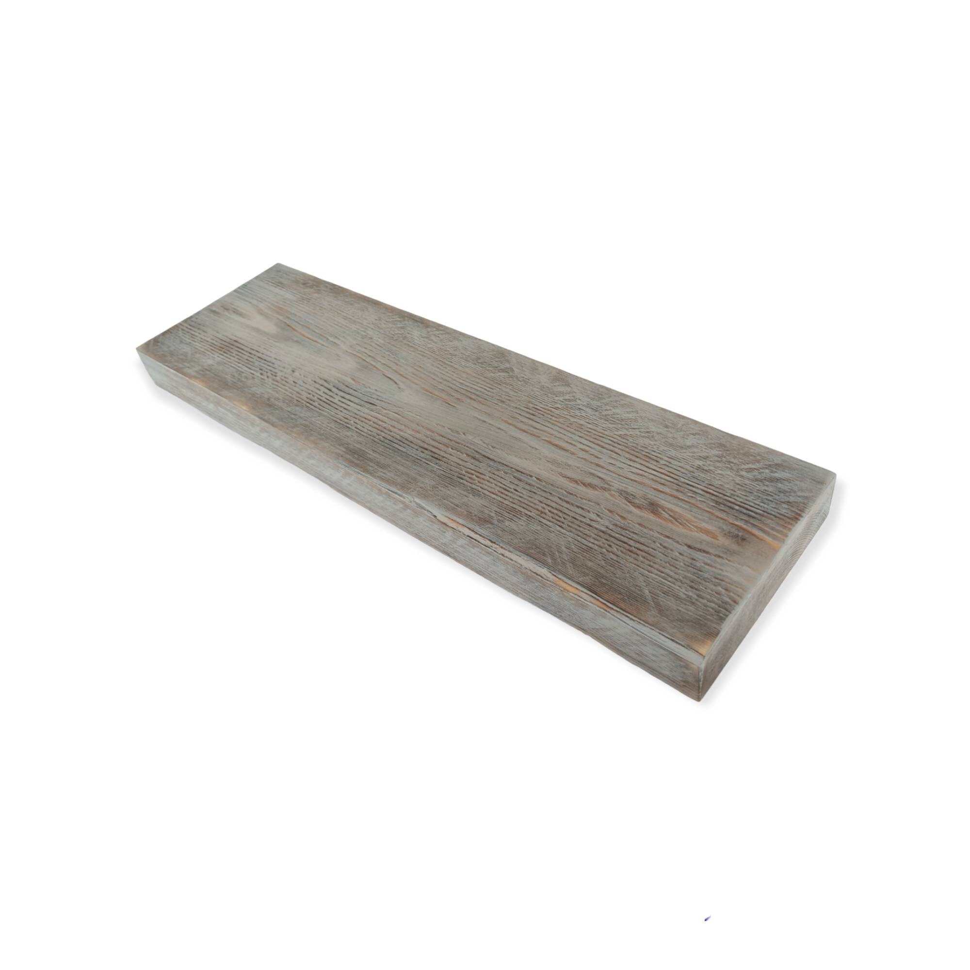 Grey Washed Rustic Reclaimed Chunky Floating Wooden Shelf With Brackets 8991