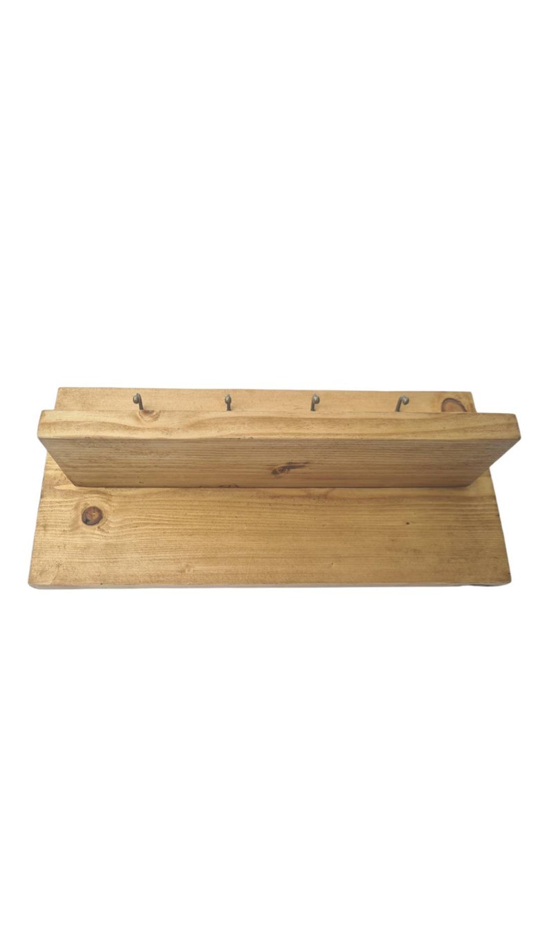 Rustic Key Hooks With Shelf, Handmade Wooden Keyhooks, Entryway ...