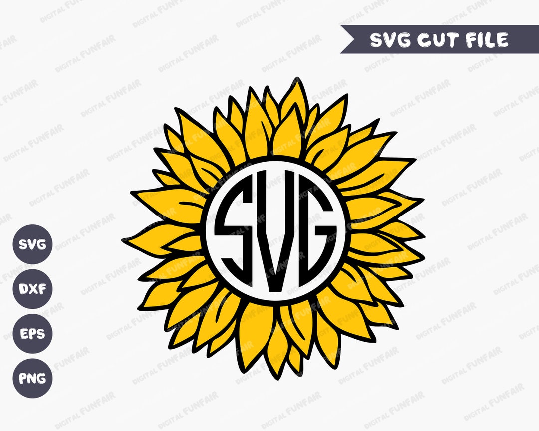Sunflower Monogram SVG Sunflower SVG Circle Monogram SVG - Etsy