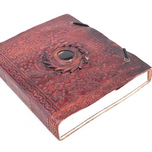 Embossed Leather Journal Handmade Notebook, Stone Leather Diary ...