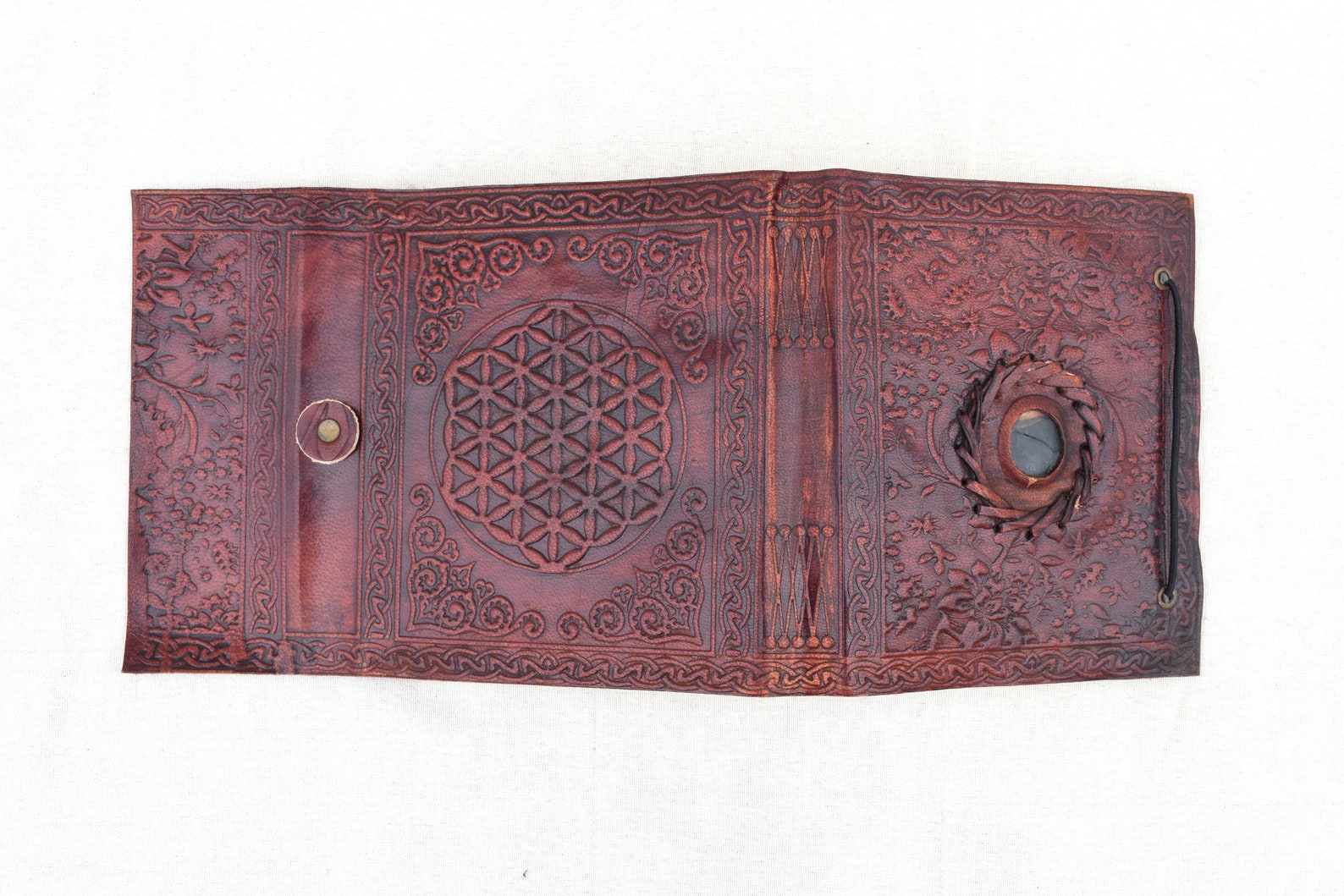 Embossed Leather Journal Handmade Notebook Stone Leather | Etsy