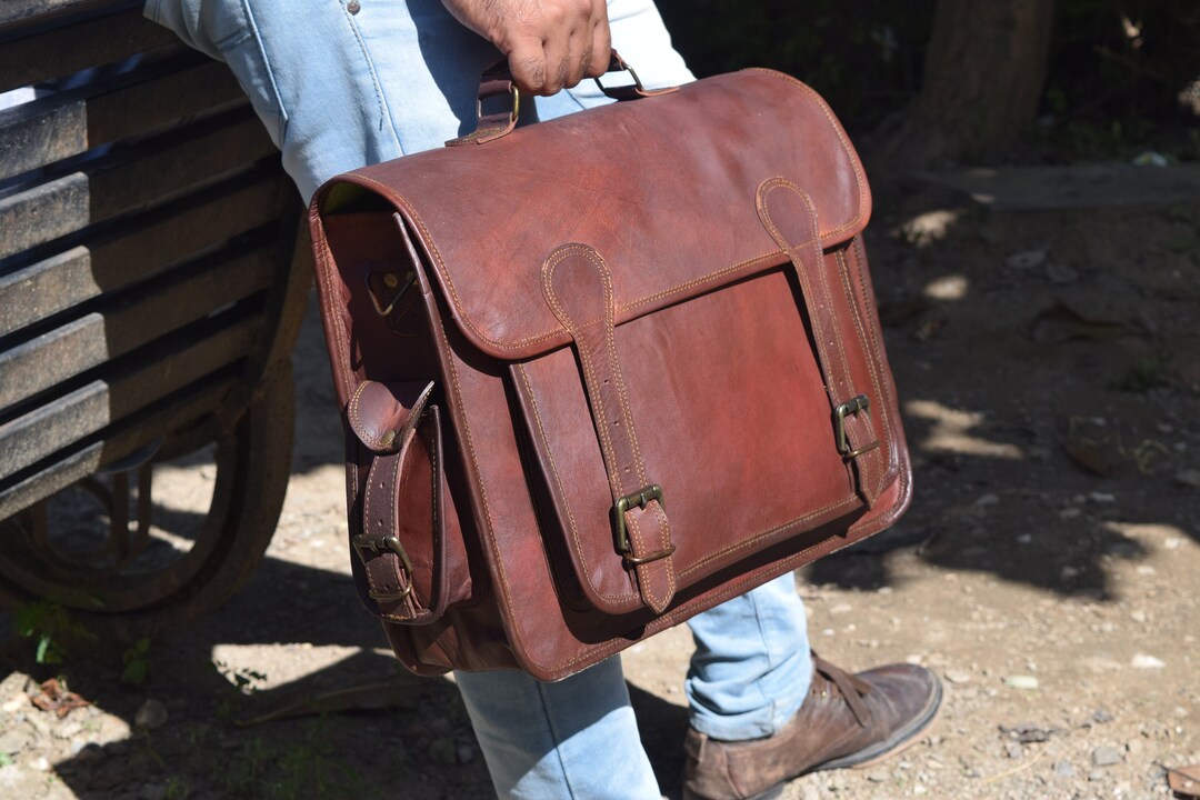 Handmade Leather Laptop Messenger Bag: Office Briefcase - Etsy