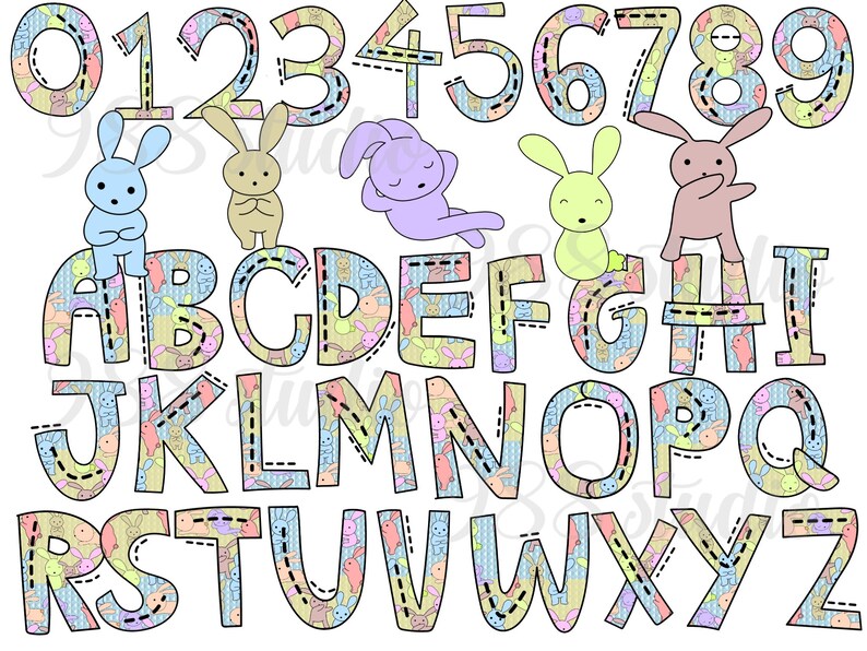 Rabbit Fonts, Doodle Rabbit Png, Kawaii Alphabet Png, Pdf, Cute Letters ...