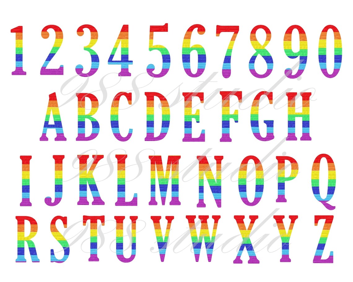 Rainbow Letters Png rainbow Number Fonts Digital-36 Png Number Clipart ...