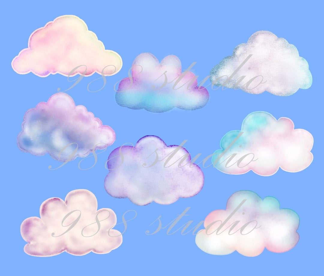 Weather Clip Art -pastel Cloud -pink Cloud Clip Art- Cloud Sublimation ...