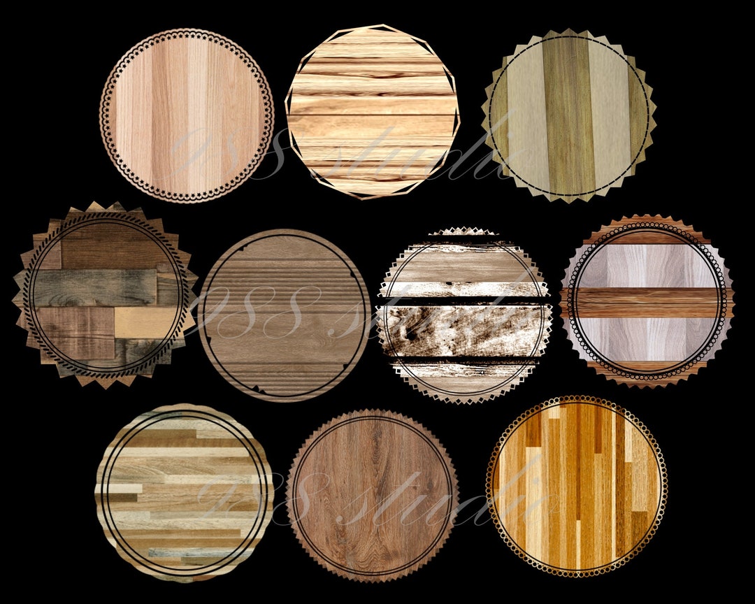 Round Tags -wood Round Digital Png -tag Digitals- Scalloped Banner ...