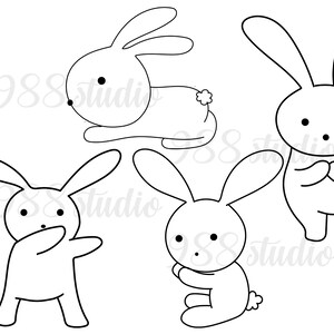 Rabbit SVG, Doodle Rabbit Png, Animal Clip Art, Rabbit Line Drawing ...