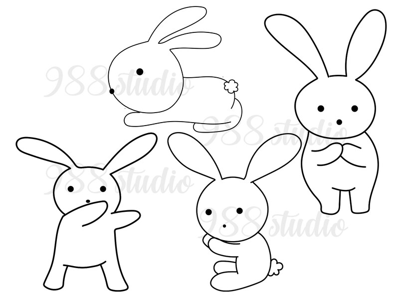 Rabbit SVG, Doodle Rabbit Png, Animal Clip Art, Rabbit Line Drawing ...