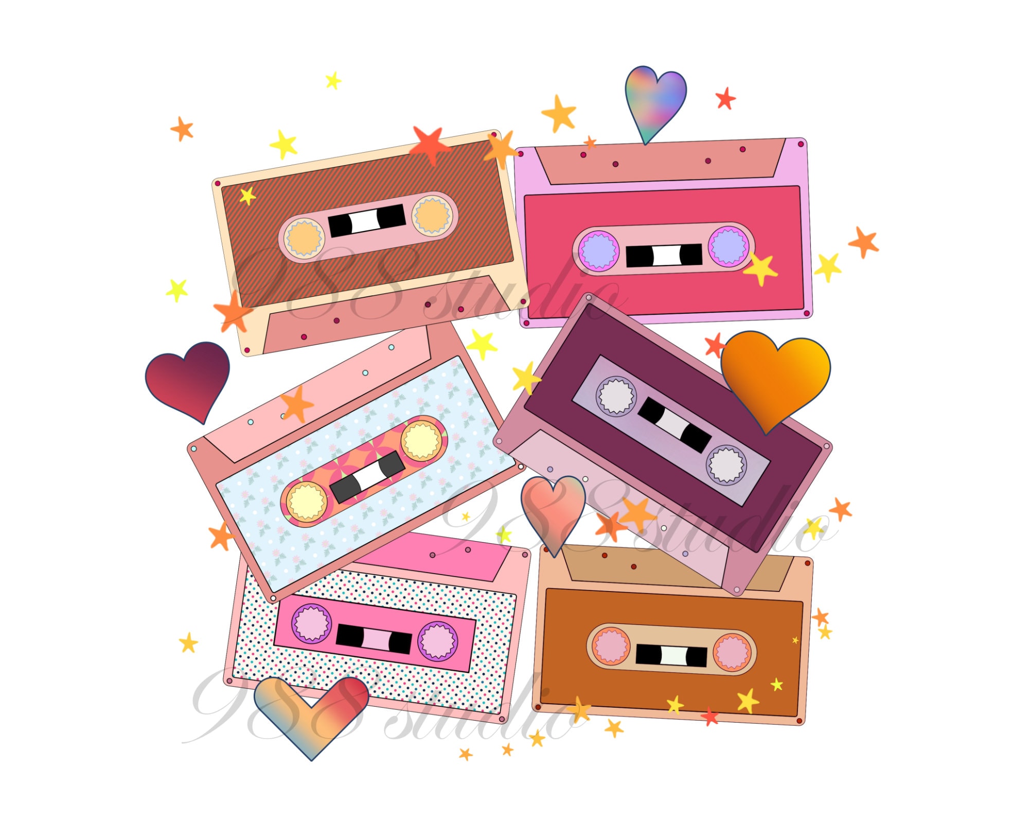 Cassette Tape Png, Retro Cassette Tape Sublimation, 90s Png, Retro Clip ...