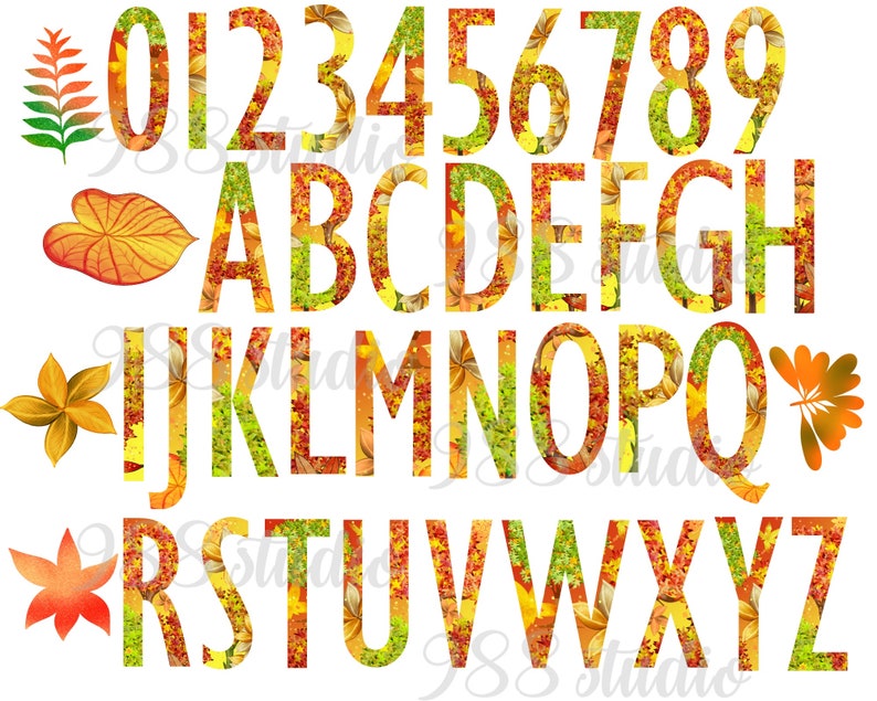 Fall Fonts, Leaves Clip Art, Yellow Font Png, Leaf Clip Art, Season ...