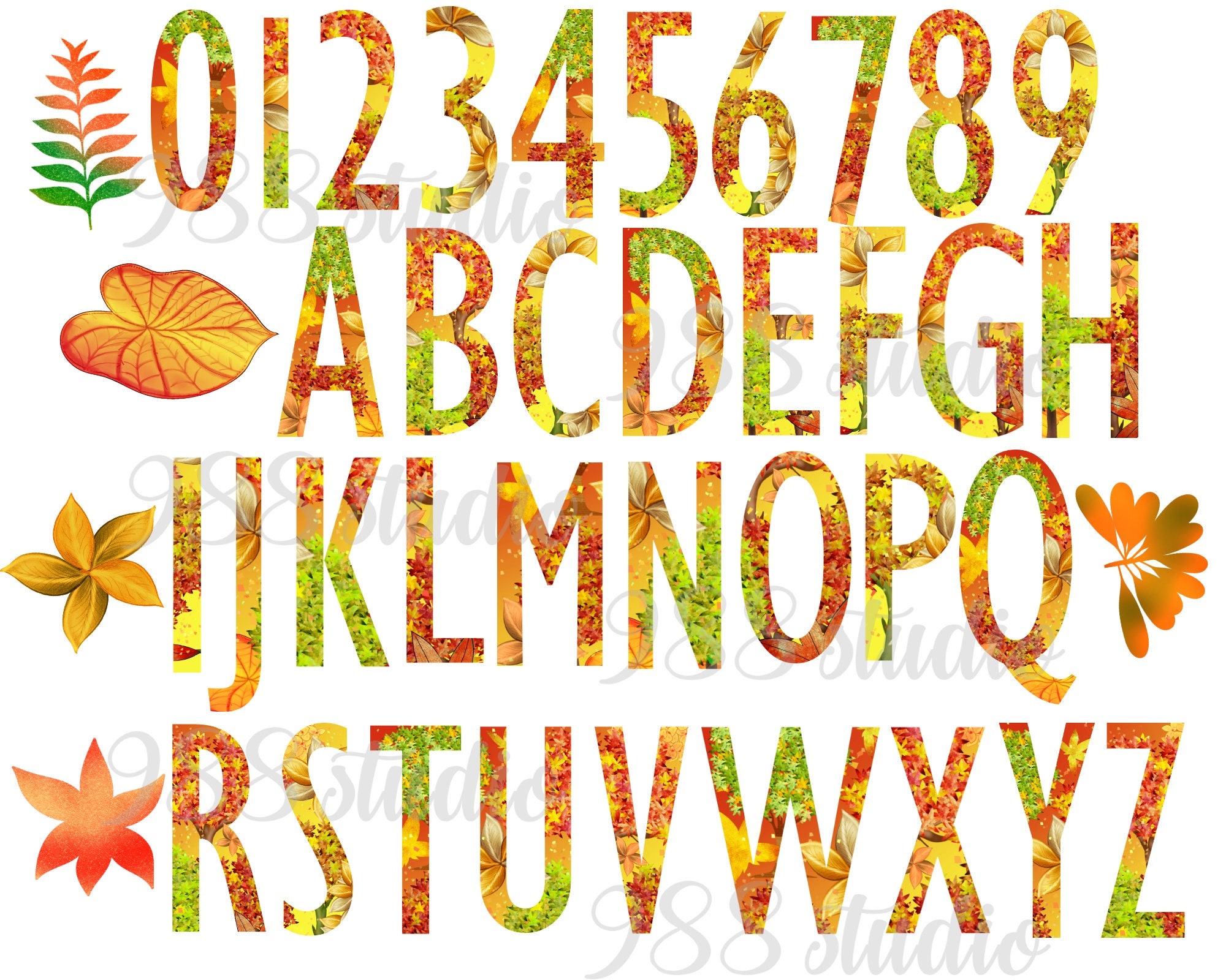 Fall Fonts, Leaves Clip Art, Yellow Font Png, Leaf Clip Art, Season ...